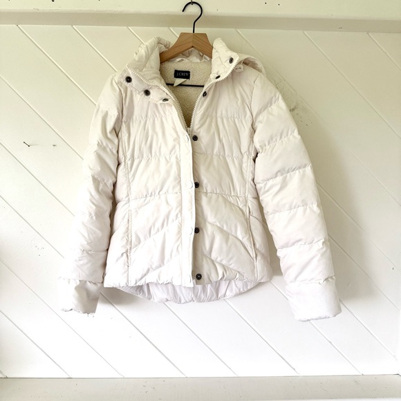 J. Crew | Jackets & Coats | J Crew Cream Puffer Jacket | Poshmark